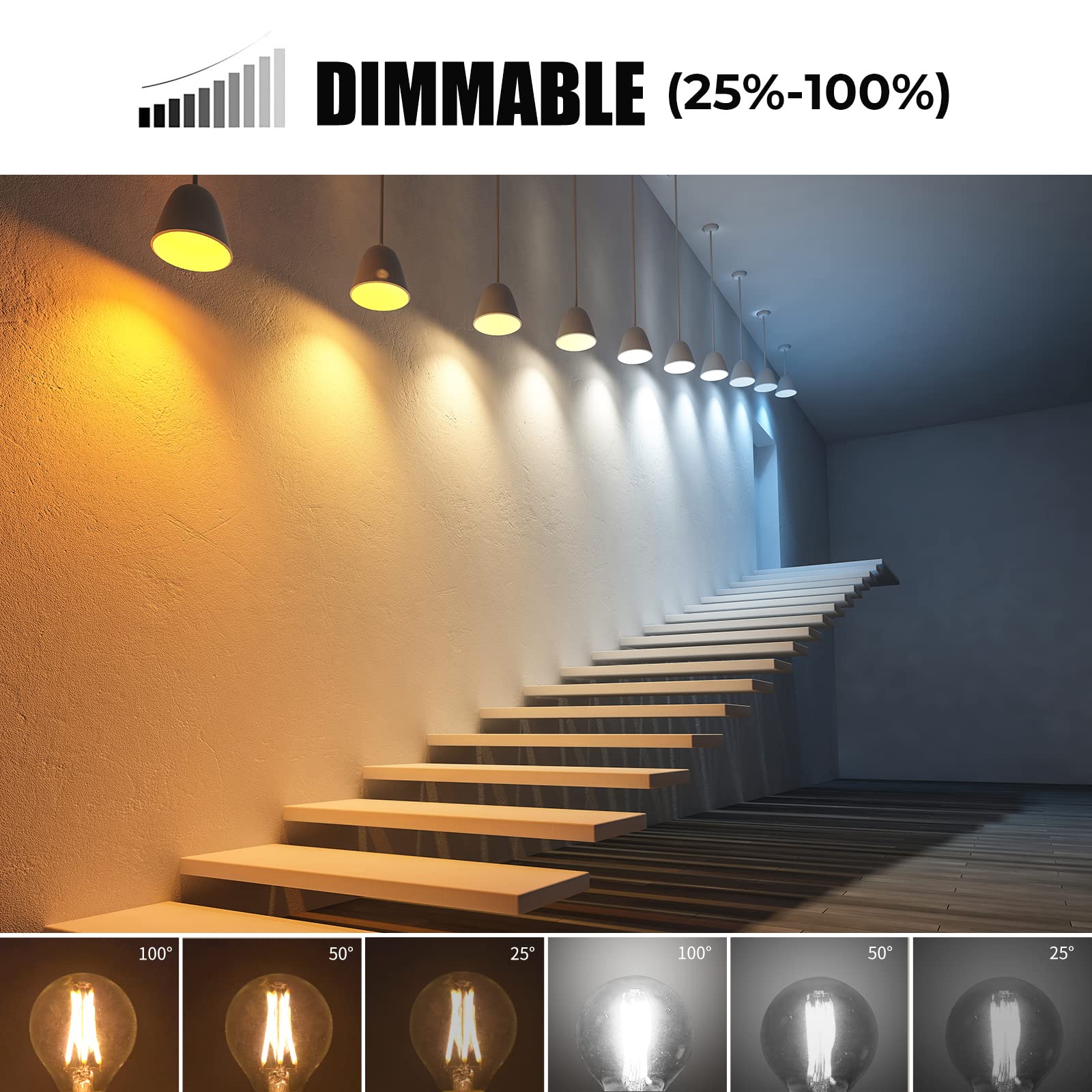 DoRight G16.5 Led Bulb Dimmable G16 1/2 E12 led Bulb 40w Candelabra Led Edison Bulb 2700K 400LM AC120v 4W Led Globe Light Bulbs for Chandelier,Vanity and Ceiling Fan Light Bulbs 6Pack