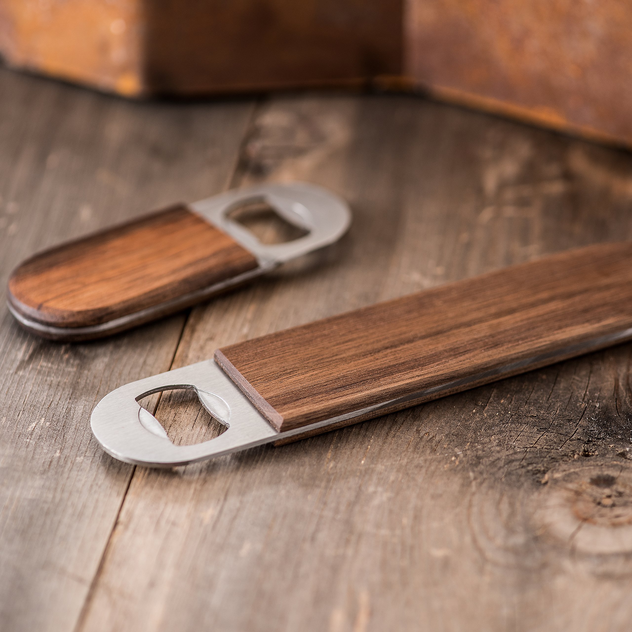 DropCatch Handheld Bar Blade Bottle Opener for Kitchen and Bar - Stainless Steel and Walnut (Standard)