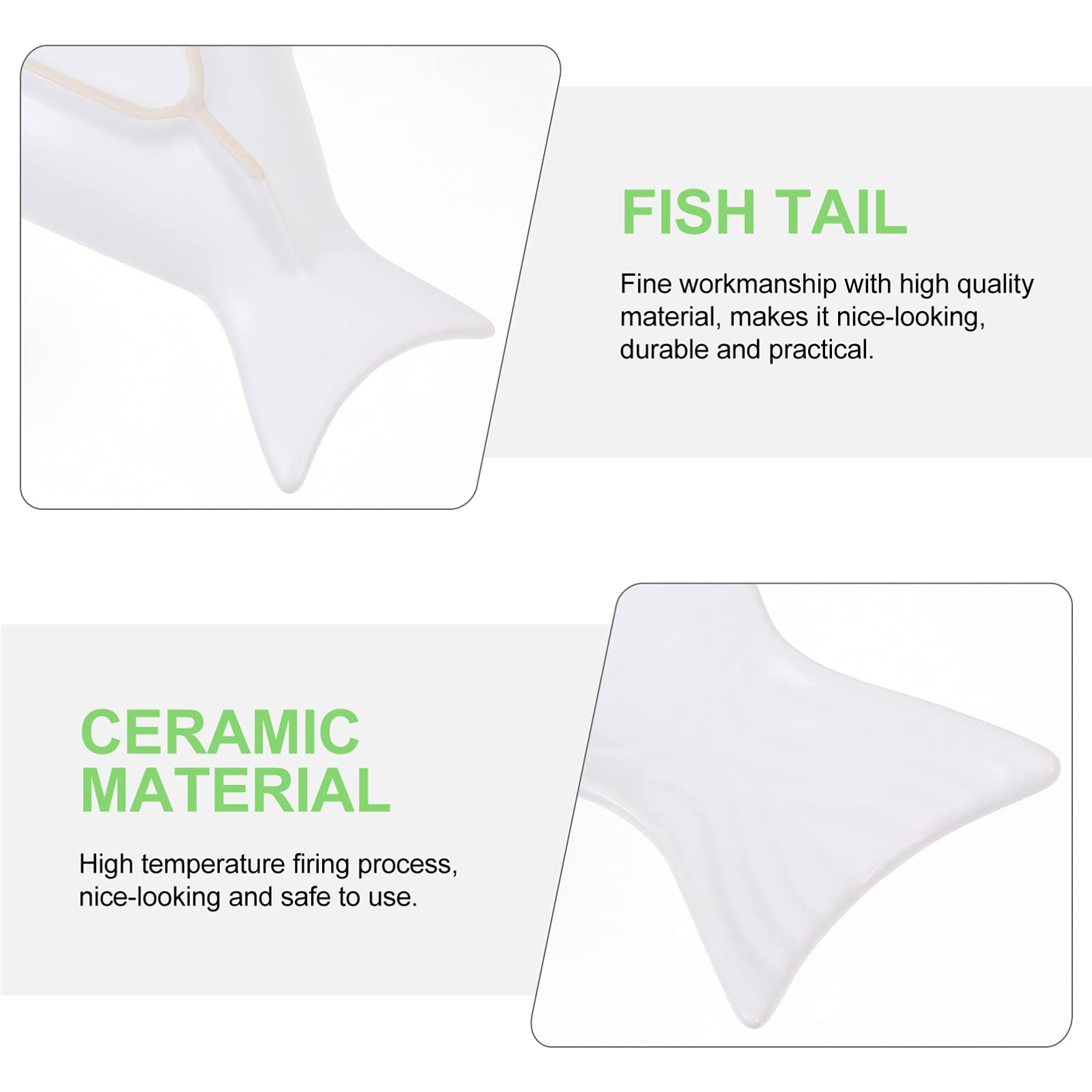 DOITOOL White Ceramic Fish Plate Unique Design Fish Serving Platter Dish, Fish Shape Platter for Fish, Sushi, Fruit or Cheese for Kitchen Restaurant Tableware ( White ) Serving Platter