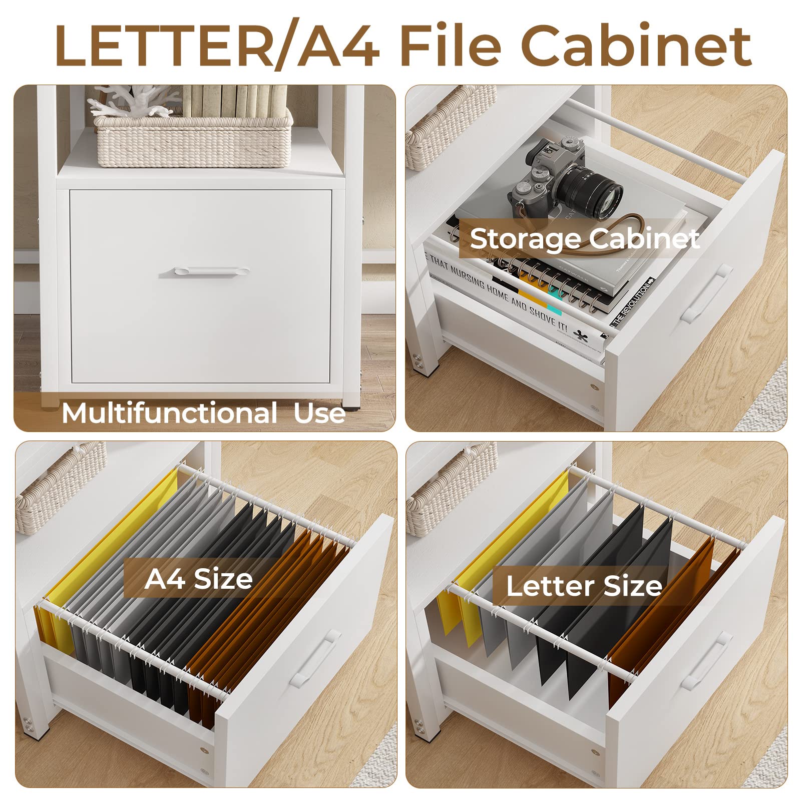 SEDETA 98" Home Office Desk, White Computer Desk with Letter/A4 File Drawer & Power Strip with USB, 2 Person Long Desk with Storage, Printer Shelf & Monitor Stand for Home Office, White