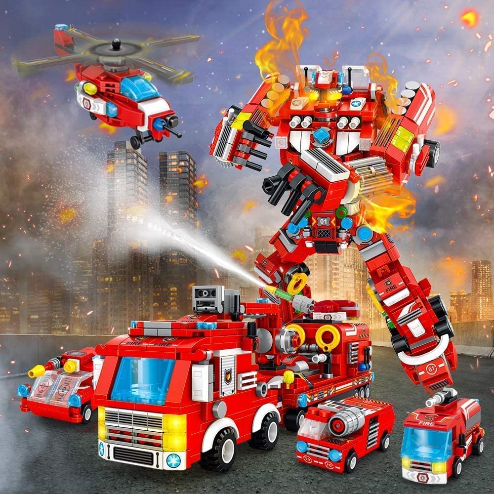 VATOS Robot Building Toys - 35 Models STEM Truck Construction Set for Boys Girls Age 6 7 8 9 10 11 12 Years Old (Red)
