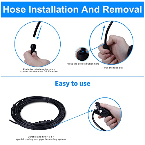 Fogland Pump Misting System: Outdoor Misting System 49ft Misting Cooling System with 16pcs 0.016" Orifice Thread Stainless Steel Misting Nozzle for Patio Garden Backyard
