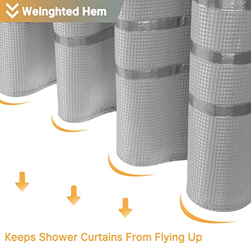 Yimobra Waffle Weave Shower Curtain Set with Snap-in Fabric Liner, Heavyweight Fabric with 12 Hooks, Waterproof and Washable, Mesh Top Window, 72 "x 72", Grey