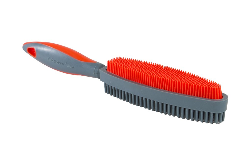FURemover XL Heavy Duty Pet Hair Remover Broom, Multi-Surface Squeegee Rubber Broom, Extra Large 18-Inch Broom Head, Black and Orange & Duo, 2-Sided Lint Brush, Dog Multi-Brush, Red