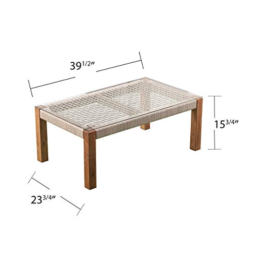 SEI Furniture Brendina Outdoor Glass-Top Cocktail Table, Natural