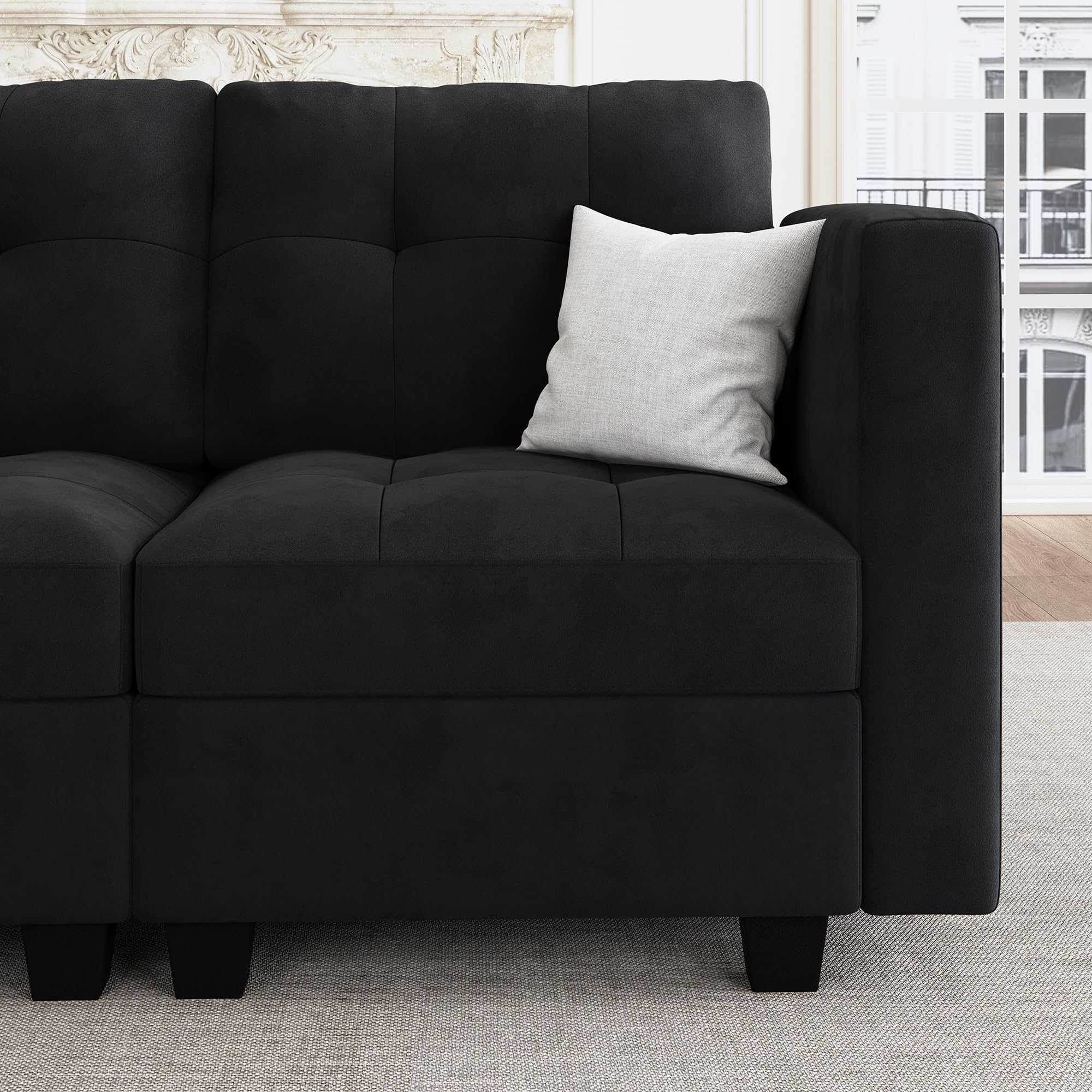 HONBAY Modular Sectional Sleeper Sofa with Storage, Large Sectional Couch Faux Leather, 8 Seat Sofa Bed Sectionals for Living Room Leather, Brown