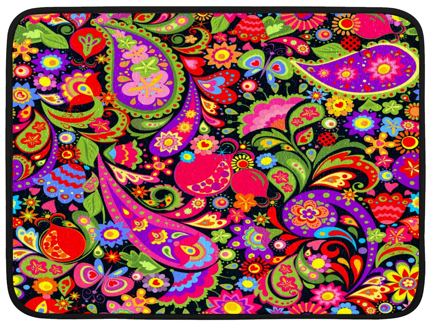 Drying Mat for Kitchen Counter Floral Ethnic Colorful Dish Drying Mat Dish Drying Pad for Kitchen Counter Dry Mat for Dishes Dish Rack Mat Coffee Bar Mat Dish Drain Mat Drying Mats for Countertop