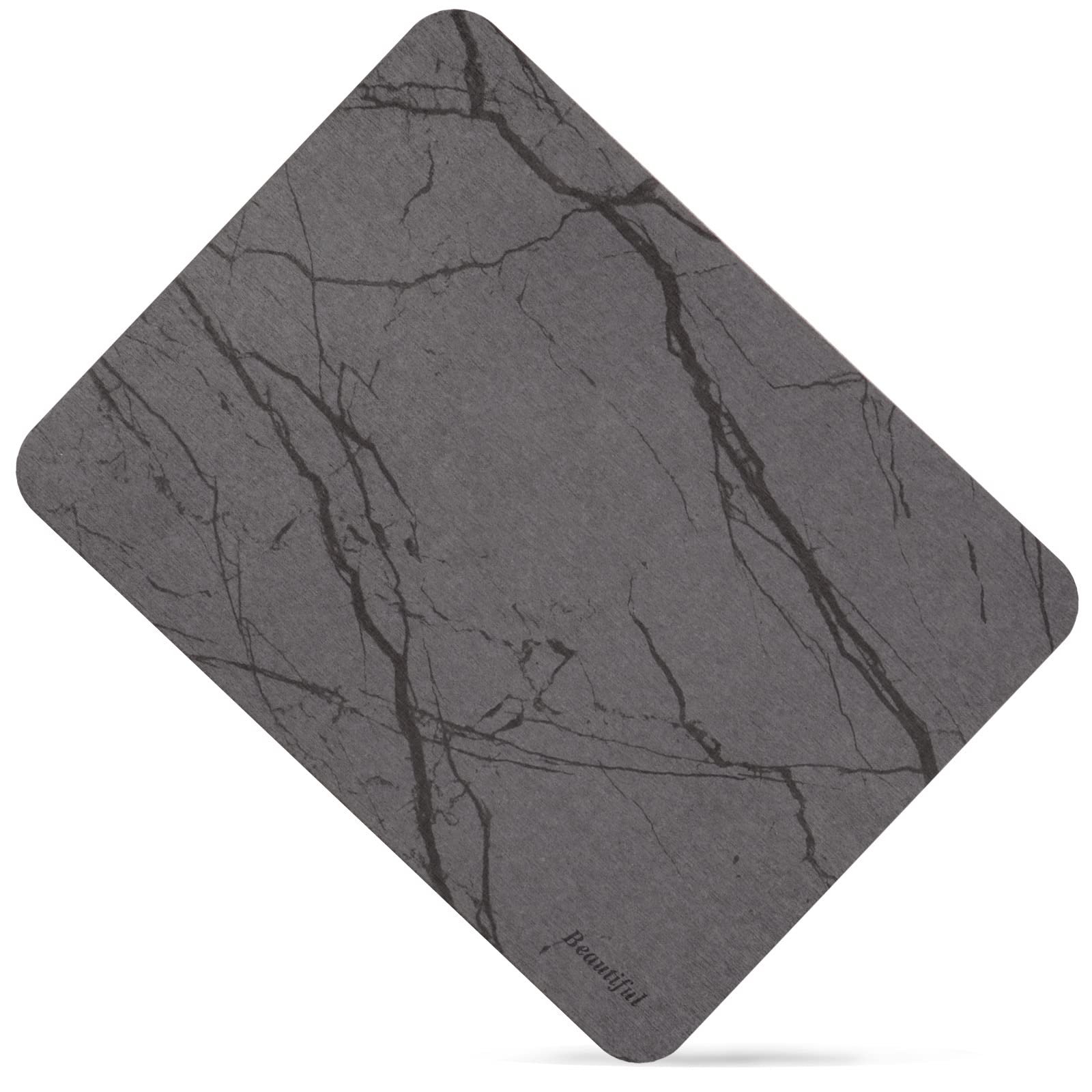Drying Stone for Kitchen Counter, 16”x12” Diatomaceous Earth Tray, Fast Drying Stone Mat Kitchen, Water Absorbing Stone Tray for Kitchen Bathroom (Grey)