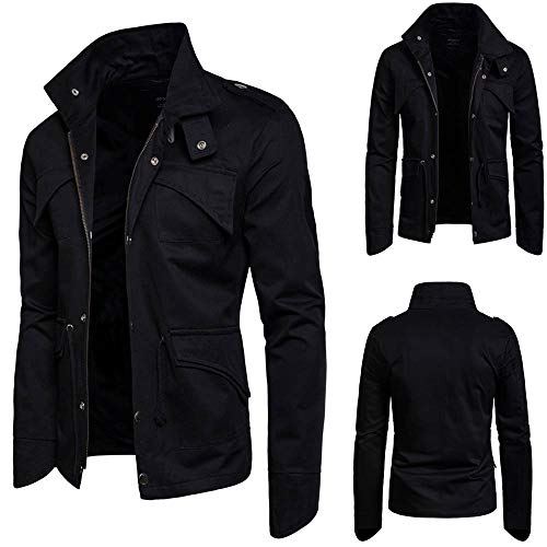 Thenlian Mens Pure Color Pullover Long Sleeve Hooded Sweatshirt Tops Blouse Warm Jacket(XXXL, Black)