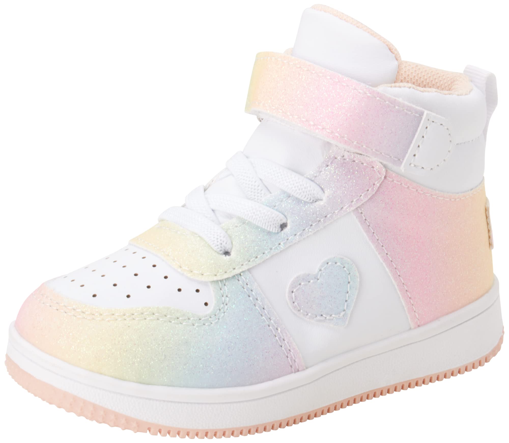 GERBER Baby Girls' Shoes - High Top Ankle Support Walking Shoes (Infant: 3-24 Months), Size 4 Infant, Rainbow Glitter