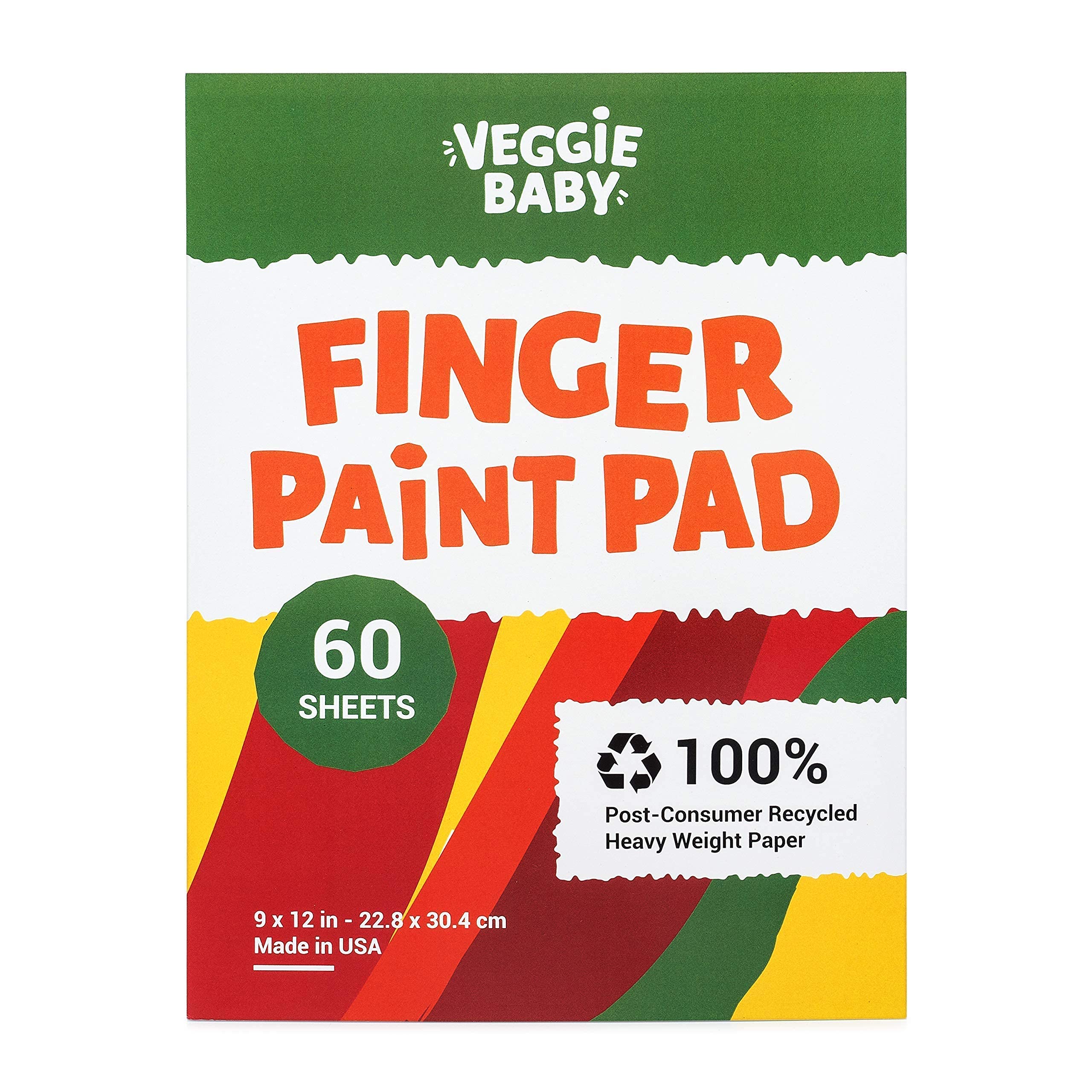 Veggie Baby Finger Paints for Toddlers, Vegan Art Pad 60 Sheets, Made in USA