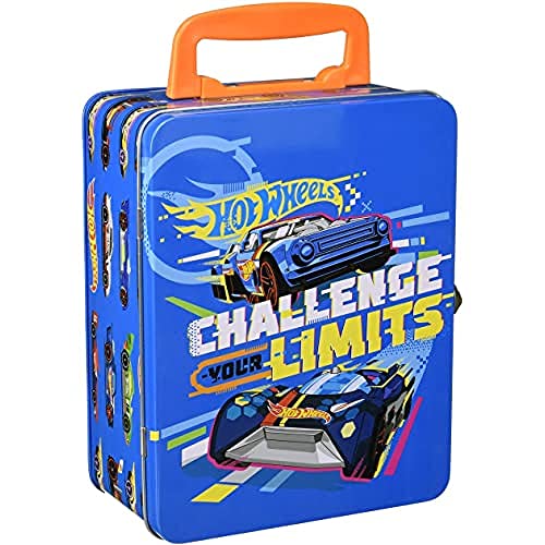 Theo Klein 2883 Hot Wheels Storage Case I Made of Metal I with Storage Compartments for up to 18 Cars I Dimensions: 21 cm x 15.5 cm x 8.5 cm I Toy for Children Aged 3 Years and up Multi - Colored