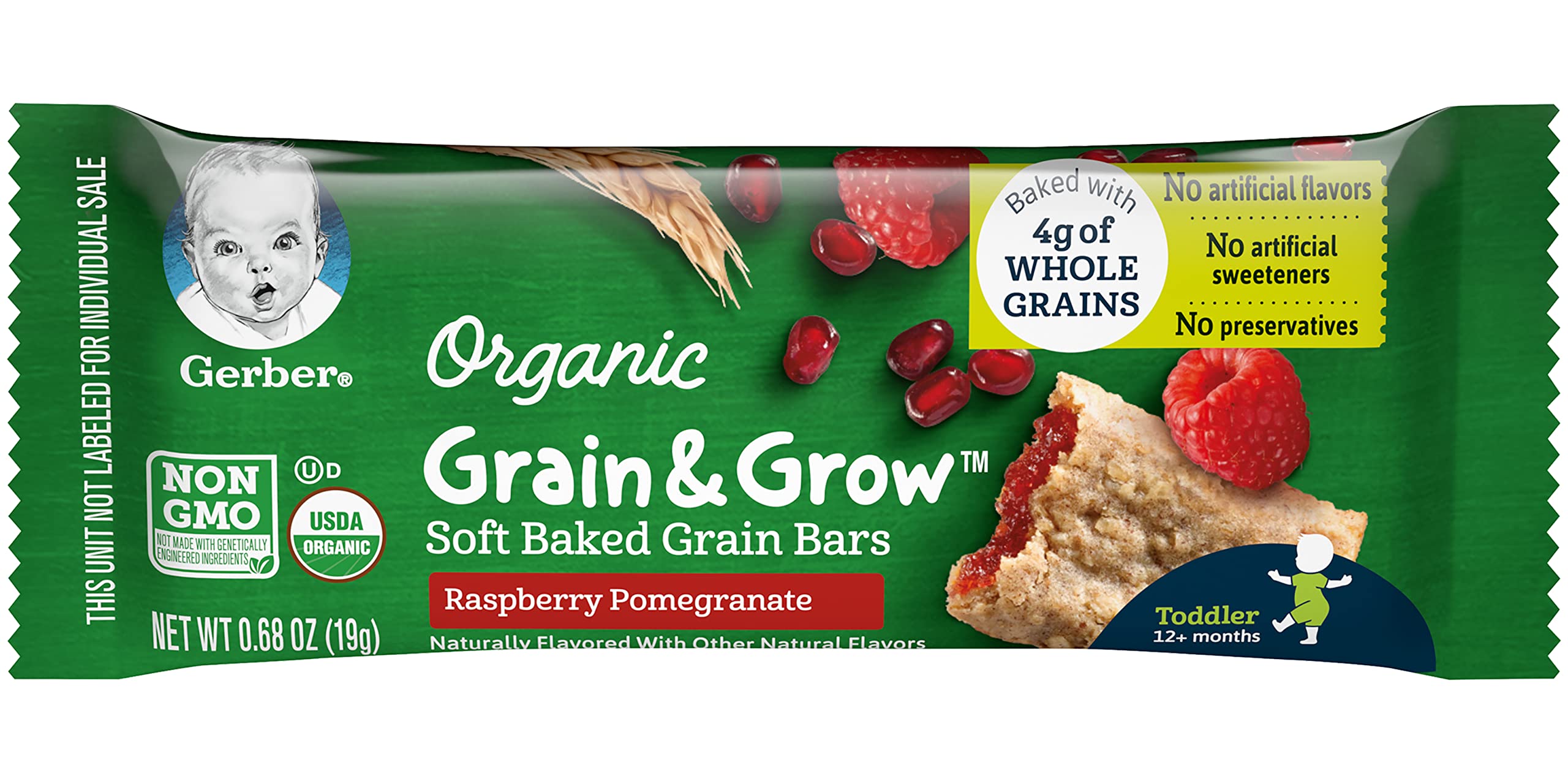 Gerber Organic Grain & Grow Soft Baked Grain Bars Raspberry Pomegranate (5.5 Ounce (Pack of 2))