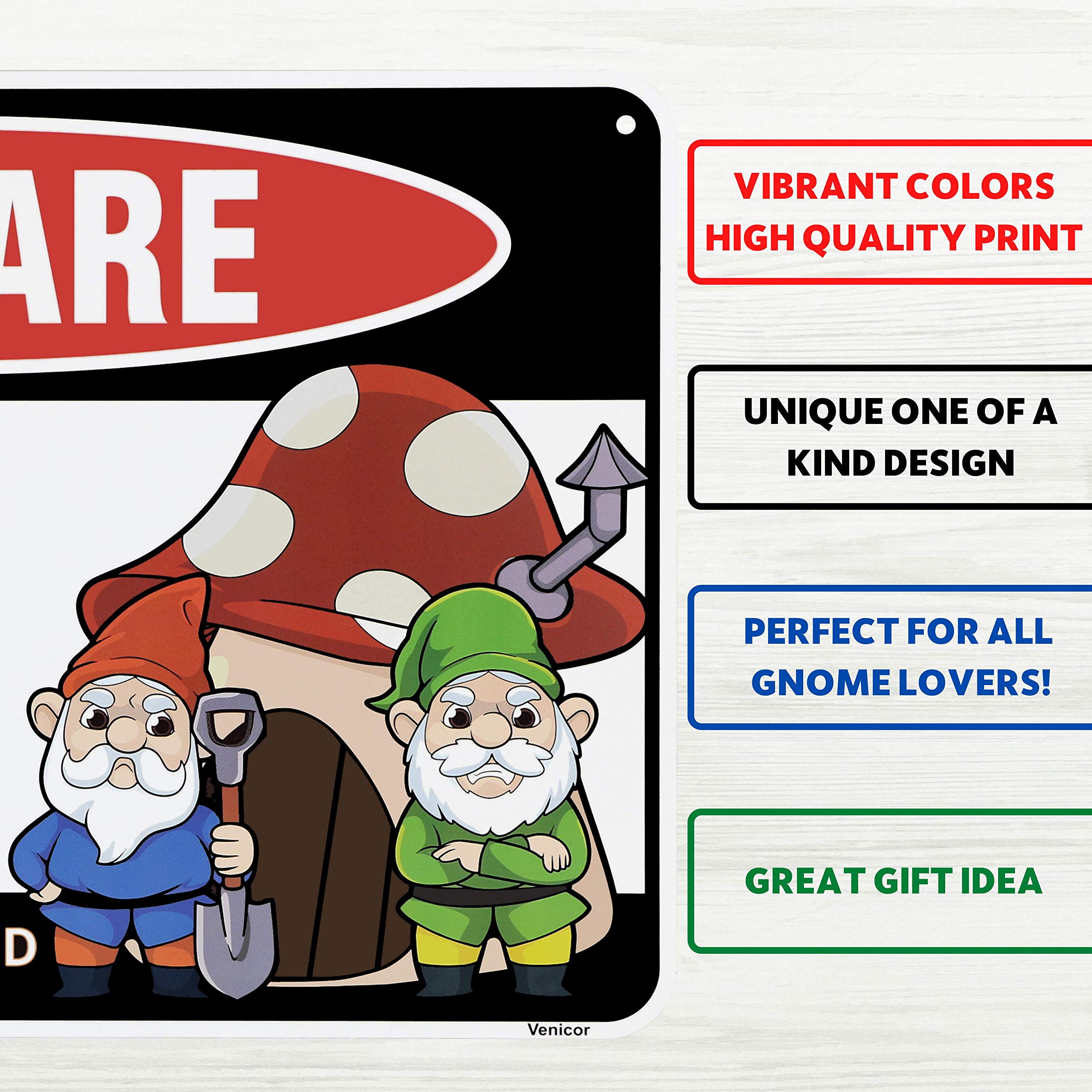 Venicor Gnome Sign Decor - 8 x 12 Inches - Aluminum - Funny Gnome Gifts for Women - Gnome Decorations for Home Stuff