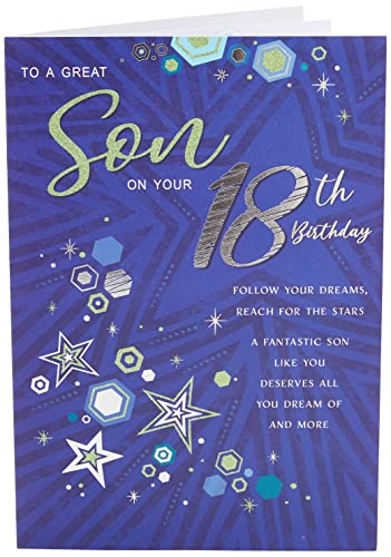 Modern Milestone Age Birthday Card 18th Son - 9 x 6 inches - Regal Publishing