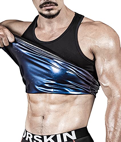 DRSKIN Men’s Y-Back Sauna Sweat Suit Heat Trapping Compression Tank Top Vest Weight Loss Shirt Premium Slimming Workout (Y-SAUNA-TA B01,2XL)