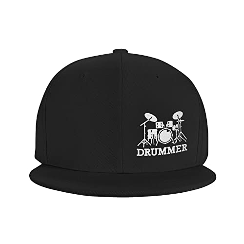 Drumsticks Drummer Tools Flat Brim Hat Men and Women Classic Hip Hop Style Flat Brim Black