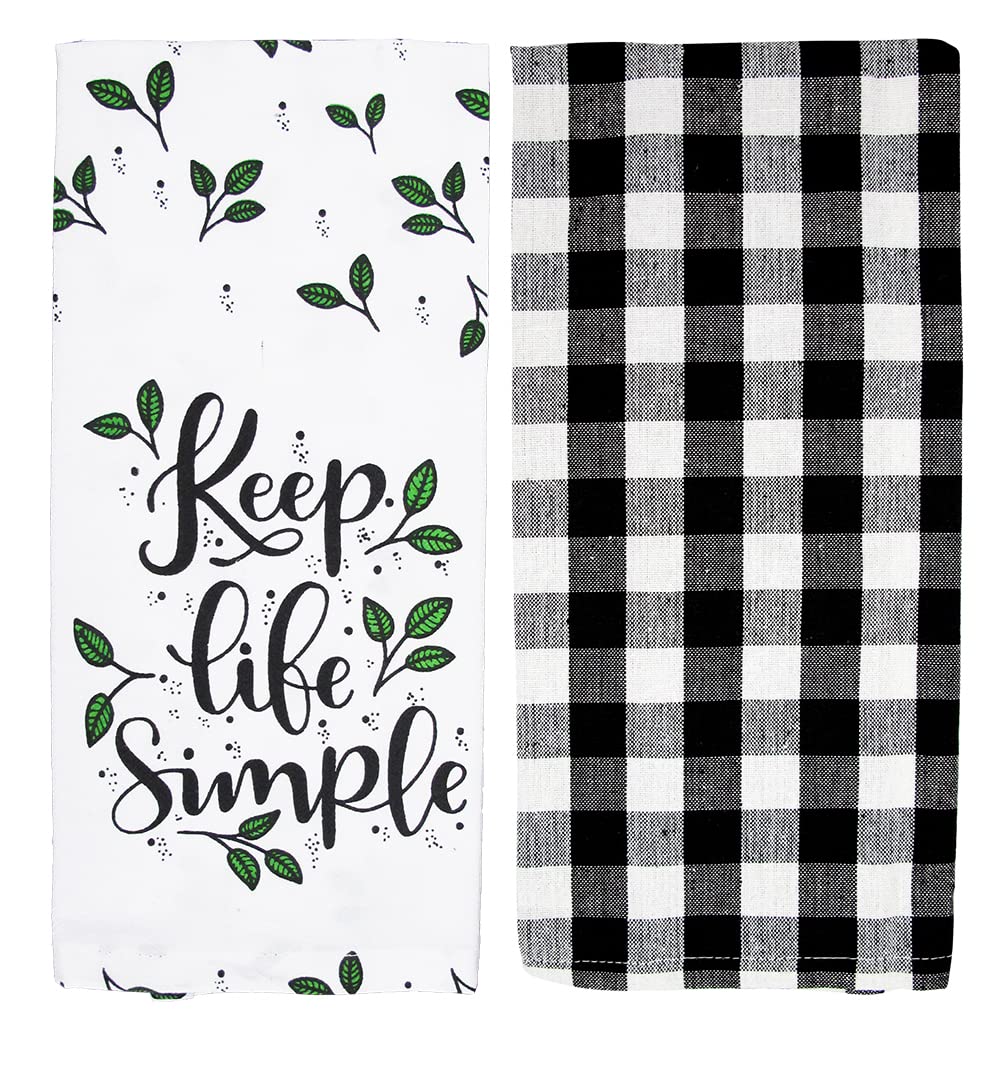fillURbasket Decorative Buffalo Plaid Kitchen Towels Set of 8 Cute Summer Spring Dish Towels Lemons Bees Rooster Flour Sack Towels for Dish Hand Drying 100% Cotton 15βx25β