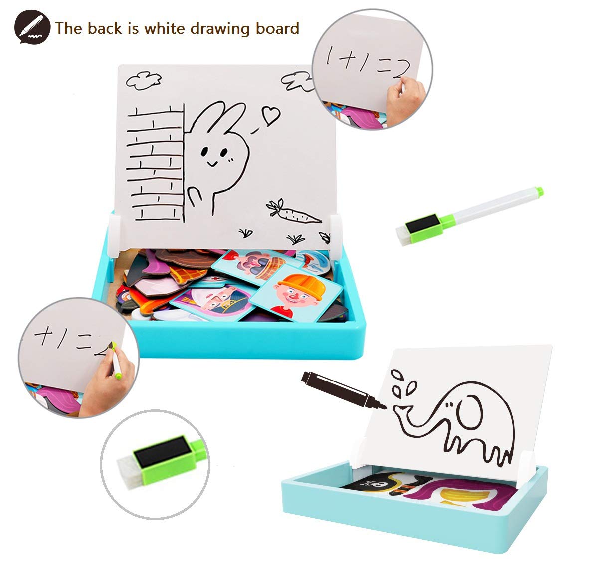 ZSFLZS Magnetic Puzzles Face Dress Up Travel Game Double Side Preschool Educational Learning Toy for Kids