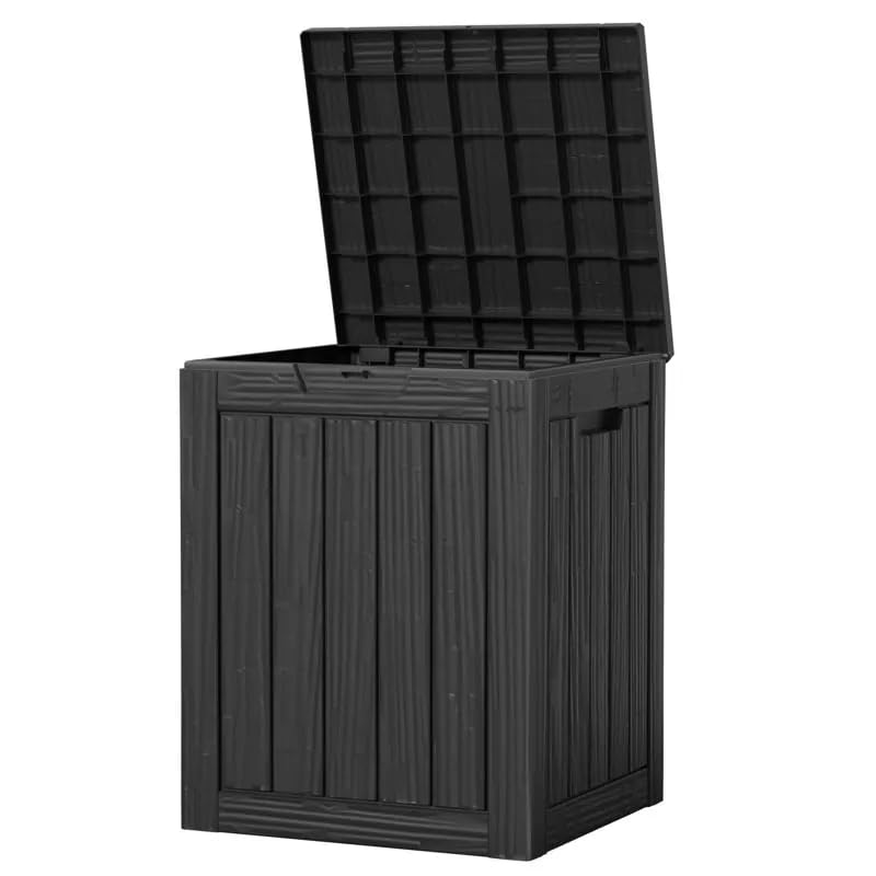 Greeniparty 28 Gallon Outdoor Patio Storage Resin Lockable Deck Box - Black
