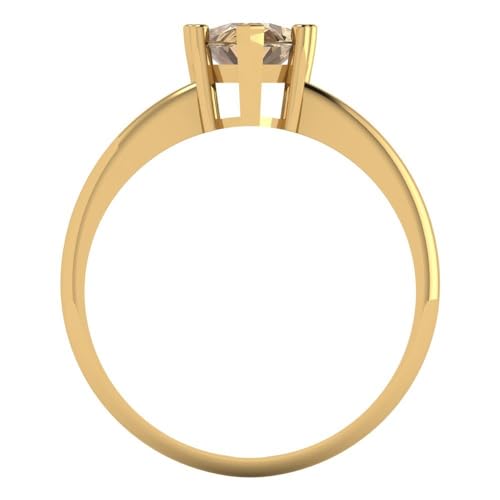 Clara Pucci 2.0 ct Pear Cut Solitaire Brown Champagne Simulated Diamond Bridal Designer Anniversary Engagement Ring Real 14k Yellow Gold