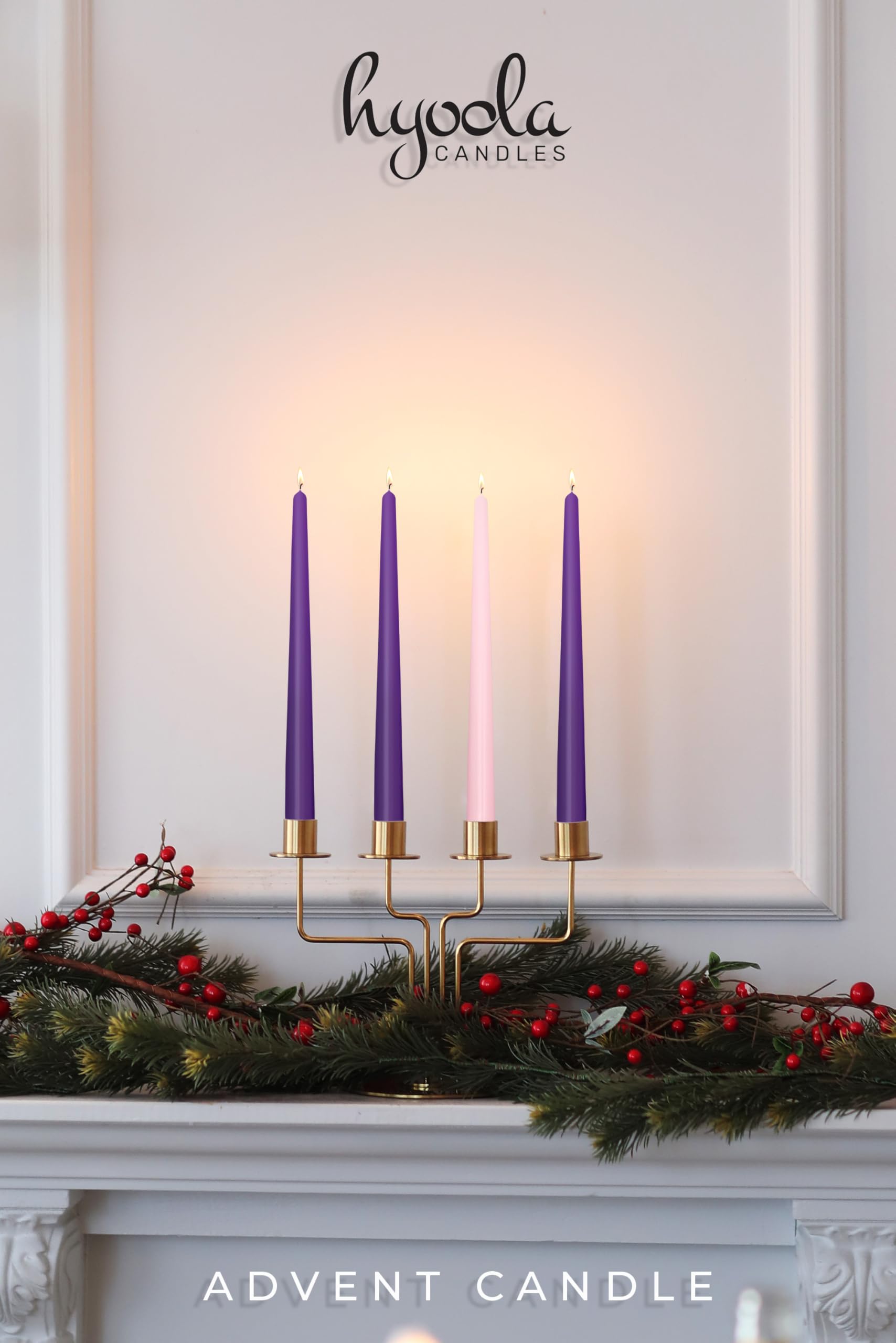 Hyoola Tall Taper Candles - 10 Inch White Unscented Dripless Taper Candles - 8 Hour Burn Time - 4 Pack