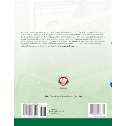 Mark Twain Basic Economics Workbook, Grades 5-8 Financial Literacy Books, Money, Taxes, and Economic Principals With Math Practice, 5th Grade Workbooks and Up, Classroom or Homeschool Curriculum
