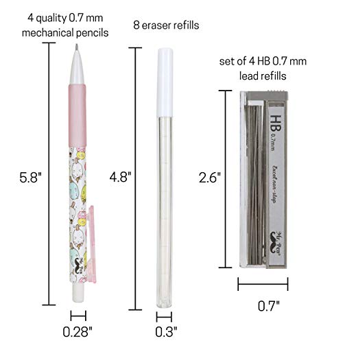 Mr. Pen- Cute 0.7mm, 16 pcs, Mechanical Pencil for Girls with Lead and Eraser for Kids, Fancy Pencils