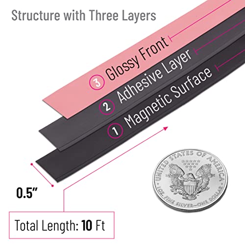 Mr. Pen- Flexible Magnetic Tape, 1/2 Inch x 10 Feet, Magnetic Strip, Magnets with Adhesive Backing, Magnetic Strips with Adhesive Backing, Magnet Tape, Magnetic Tape Roll, Adhesive Magnetic Strips.