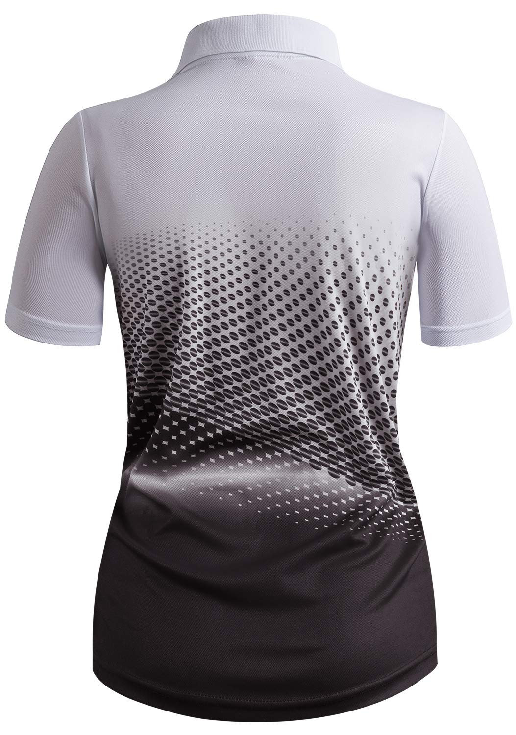 CLOVERY Quick Drying Active Wear Short Sleeve 2-Button Polo Top Black Medium