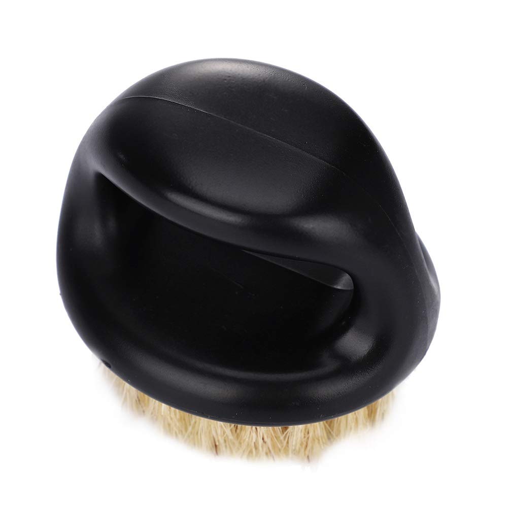 Delaman Beard Mustache Brush, Wild Boar Fur Shaving Brush for Men Grooming Beard Mustache Trimming, Salon Shaven Tool (Color : #1 Black+White)