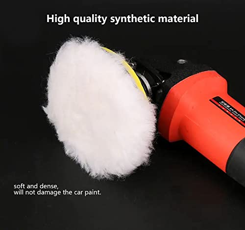 Tworider 7 Pcs 3 Inch Buffing Pads, Wool Polishing Pad,Wool Buffing Polishing Pad Set,Buffing Pads for Drill Lambs Wool Hook and Loop,with M14 Drill Buffer Attachment, Car Polishers and Buffers