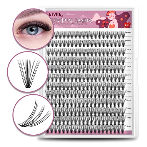 ETVITE Cluster Lashes 10D 20D Individual Lashes Lash Extension Clusters Soft Natural Look Handmade Volume Eyelash Clusters Home False Lashes (20D 10-14mm)
