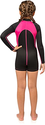 Cressi 1.5mm Neoprene One-Piece Long Sleeves Kids Swimsuit Shorty, Pink, Medium