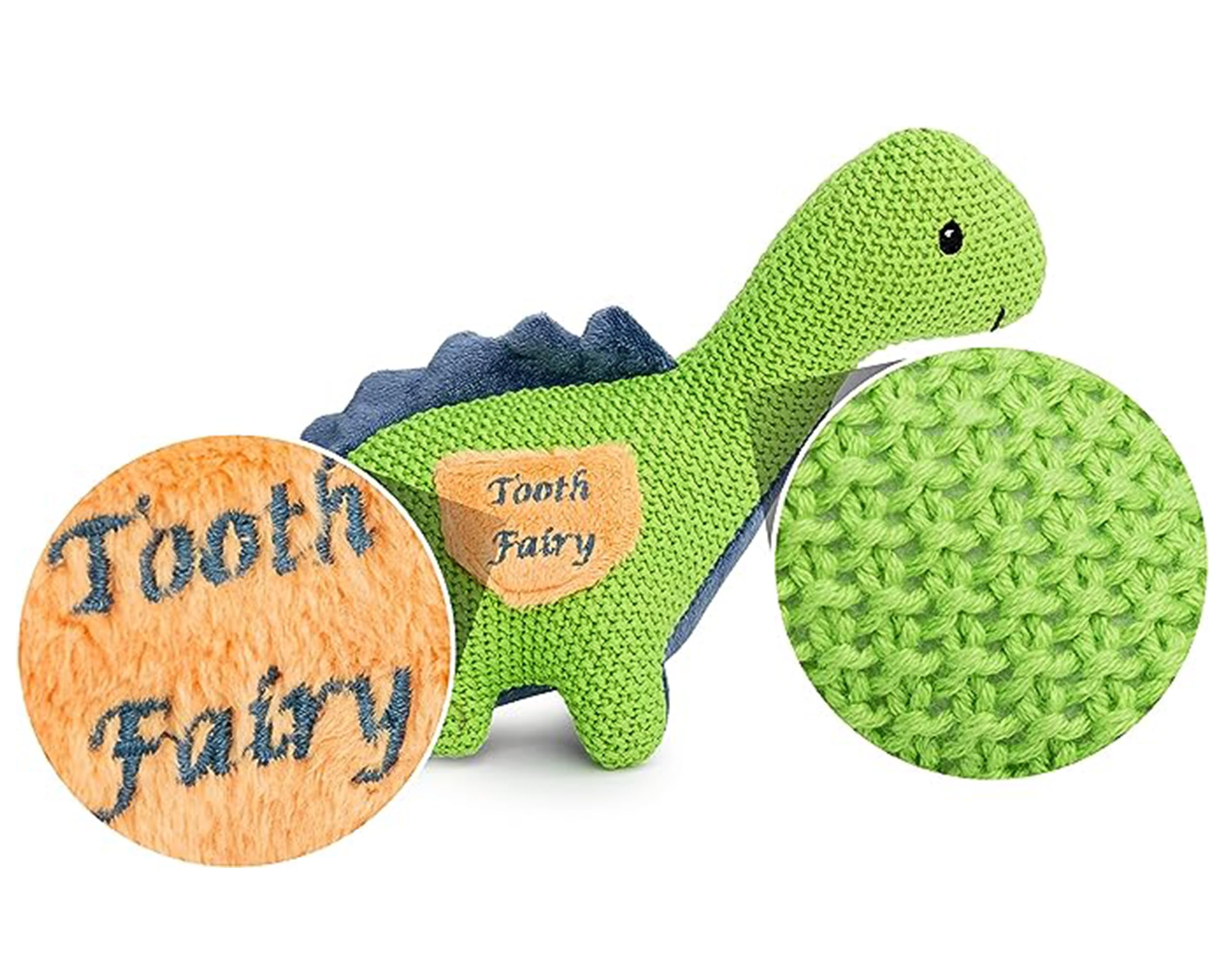 Maison Chic Plush Tooth Fairy Pillow for Little Boys and Girls About to Loose a Tooth (Dinosaur, Danny)