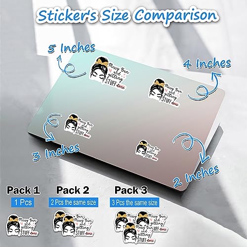 Miraki Messy Bun And Getting Stuff Done Stickers, Teacher Stickers, Funny Stickers, Water Assitant Die-Cut Vinyl Funny Decals for Laptop, Phone, Water Bottles, Kindle Sticker