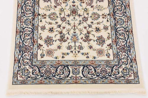 Unique Loom Narenj Collection Area Rug - Leeds (3' x 13' 1" Runner, Ivory/ Blue)