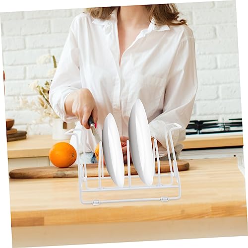 RUNROTOO Drain Rack Pan Lid Rack Plate Cup Drying Tray Pan Lids Holder Metal Stand Metal Utensil Holder Pot Lid Holder Dishes Storage Holder Dish Rack for Kitchen Counter Draining Rack Sink
