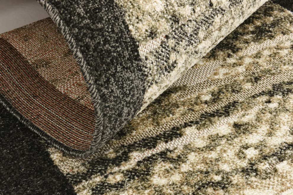 Unique Loom Outdoor Border Collection Area Rug - Milwaukee (2' x 6' 1" Runner, Beige/ Black)