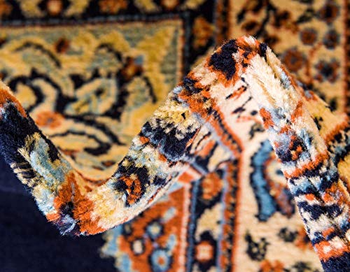 Unique Loom Reza Collection Traditional Persian Style Area Rug, 6 x 9 ft, Navy Blue/Ivory