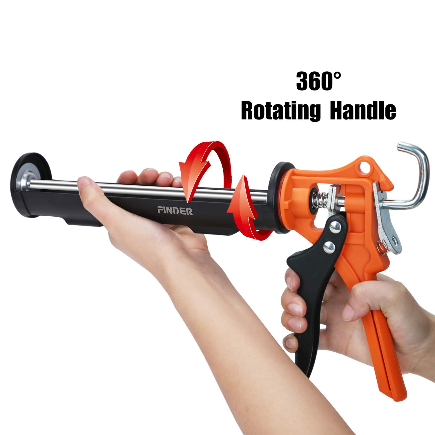 Finder Standard Size 10oz Silicone Caulking Gun, Manual Cartridge Rod Cradle,Fits 10 oz tube/cartridge (Caulking gun only)