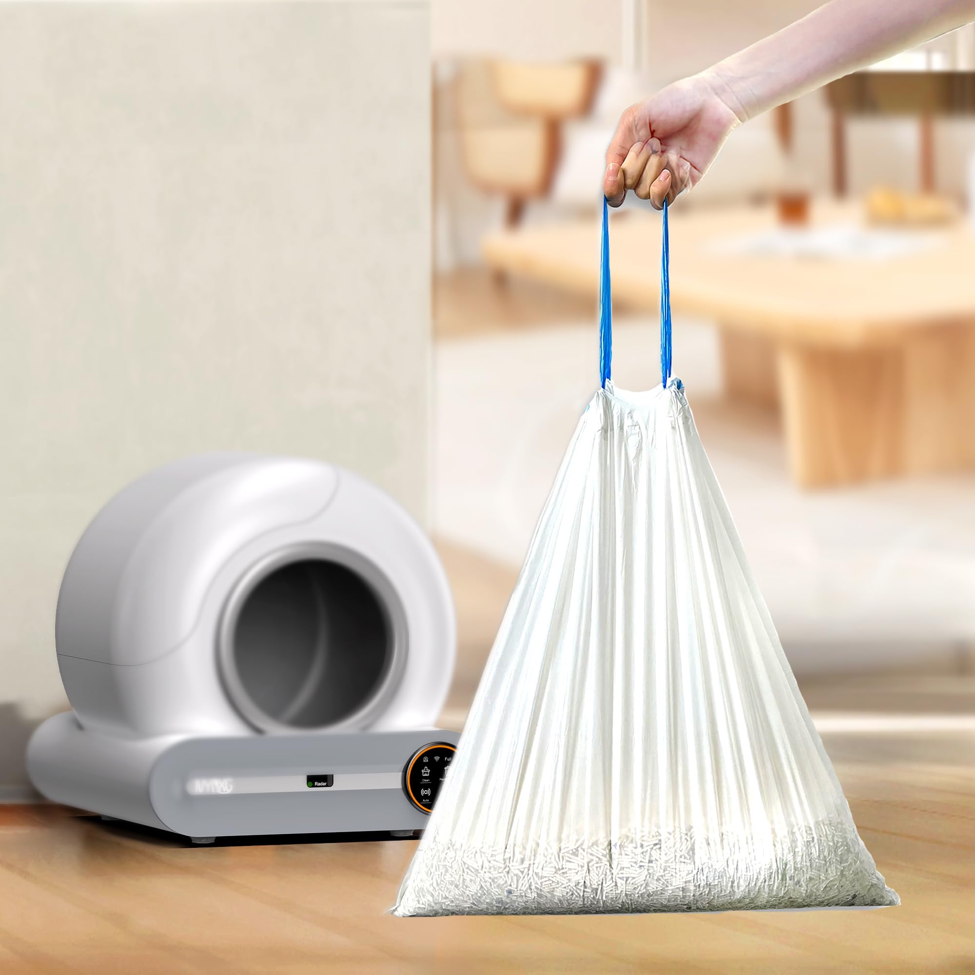 Cat Litter Box Liners, Trash Bags for Cat Litter Box Self Cleaning (Two Rolls)