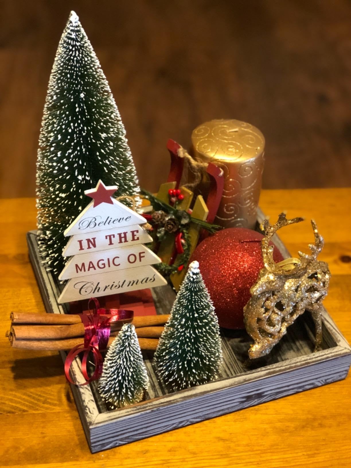Christmas Decorations Indoor Home Decor, Artificial Mini Christmas Tree, Fake Xmas Trees for Kitchen Mantel Office Bedroom Window Table Top