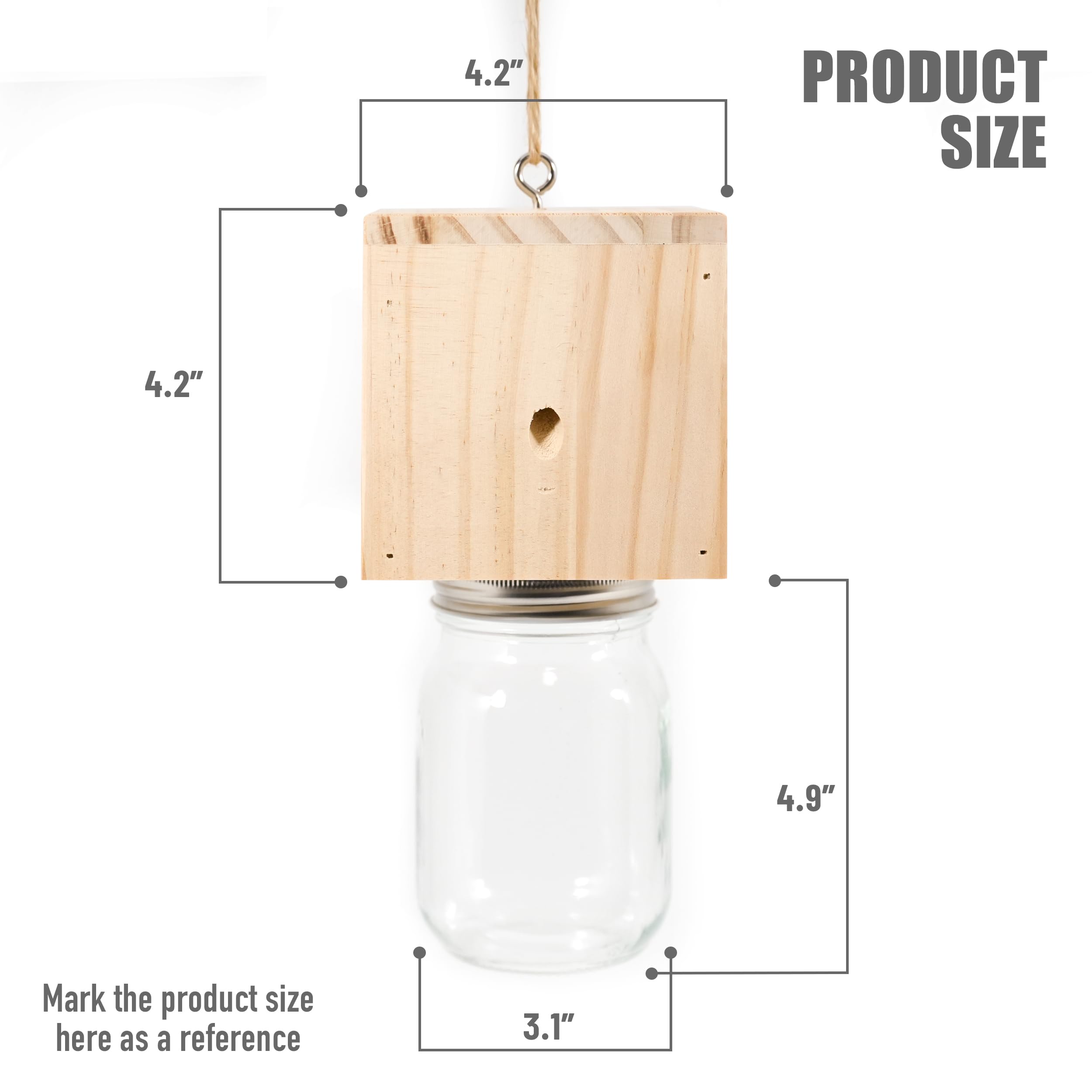GRTRE 4 Pack Wood Carpenter Bee Trap for Outside - Best Bee Trap - Wood Boring Bee Trap- Nature Cube Style Carpenter Bee Traps Outdoor Hanging - Insect Traps Removes Carpenter bee