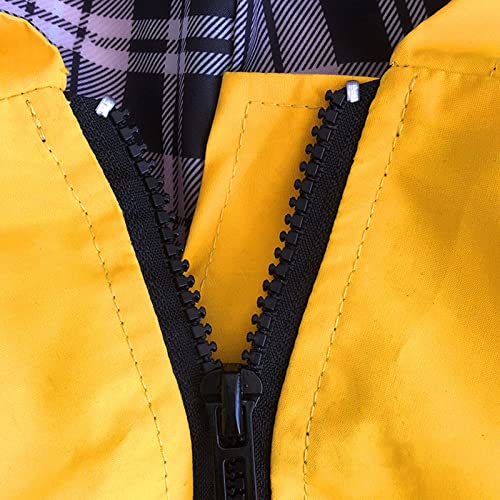 leasote Pet Raincoat Hooded Design Reflective Strip Adjustable Buckle Zipper Closure Back Pocket Waterproof with Traction Ring Small Medium Large Dogs Rain Jacket, Puppy Clothes for Outdoor Travel Y