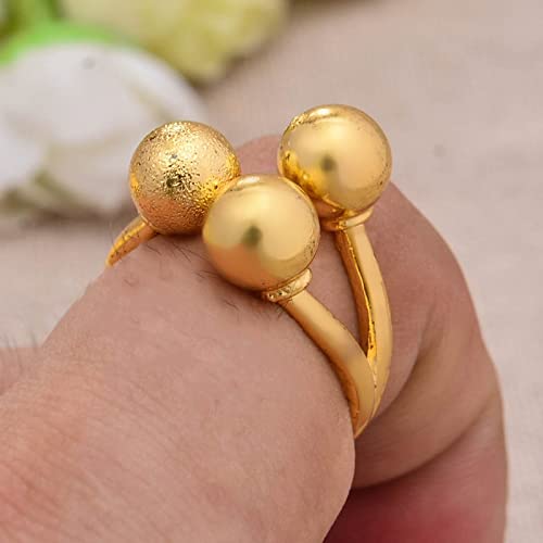 Dubai France 24K Bead Round Gold Color Rings Dubai Rings for Women Twist African Round Party Wedding Gifts Rings Gift