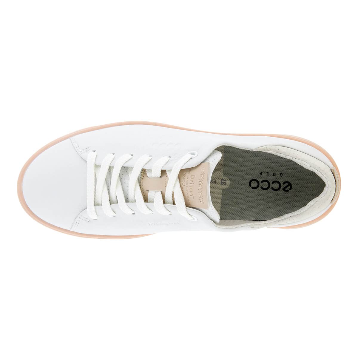 ECCO Women's Tray Hybrid Hydromax Water-Resistant Golf Shoe, Bright White/Peach Nectar, 6-6.5