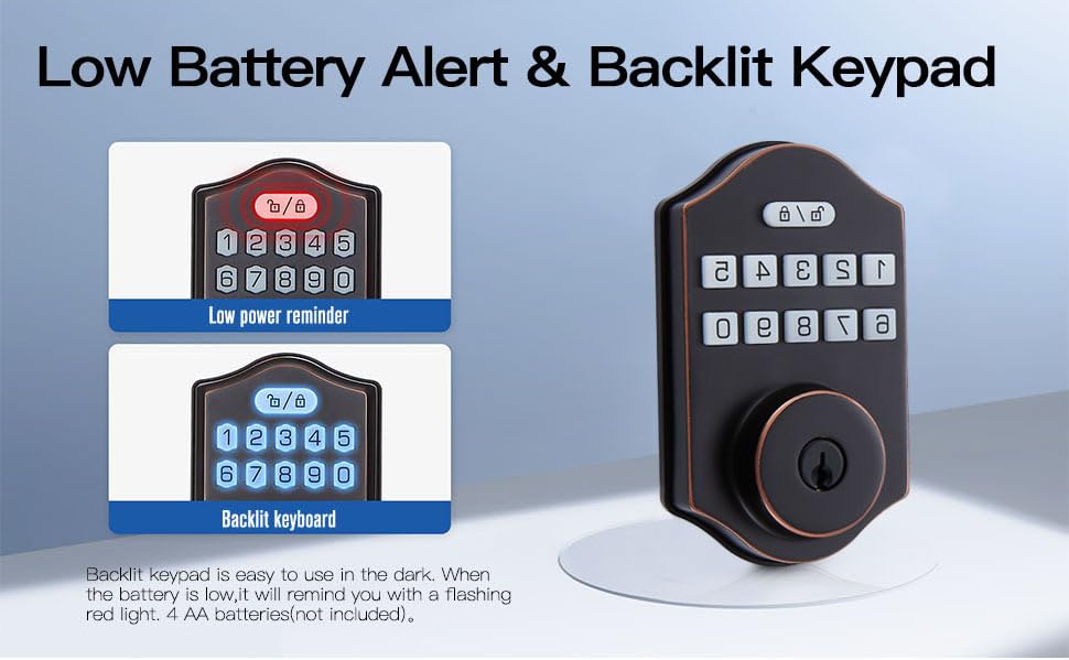 Fingerprint Door Lock - Keyless Entry Door Lock with Keypad - Electronic Deadbolt Keyed Entry - Front Door Lock - Combination Door Lock - Easy Installation - Satin Nickel (Handle Style)
