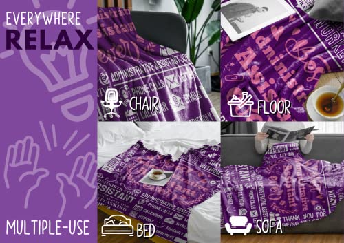 InnoBeta Administrative Professional Day Gifts for Administrative Assistant, Bed Flannel Plush Blanket For Women/Men (50"x 65") - Best Administrative Assistant Ever - Purple