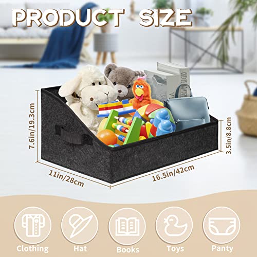 Msoesticc.dl 2Pcs Foldable Trapezoid Closet Storage Bins with Handle, Large Capacity Closet Organizer Storage Basket, Felt Clothes Bins Storage for Closet Shelves Wardrobe Cabinet 16.5 x 11 x 7.6Inch